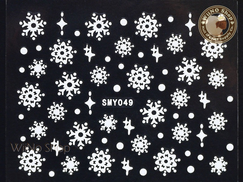 SMY049 White Snowflake Christmas Adhesive Nail Art Sticker - 1 pc ...