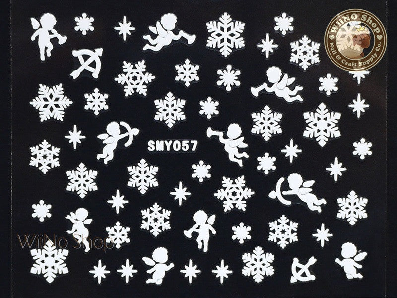 SMY057 White Snowflake Christmas Adhesive Nail Art Sticker - 1 pc ...