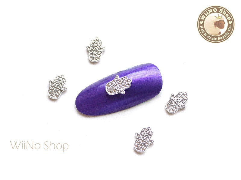 Silver Hamsa Hand Nail Metal Charm Nail Art - 2 pcs – WiiNo Shop