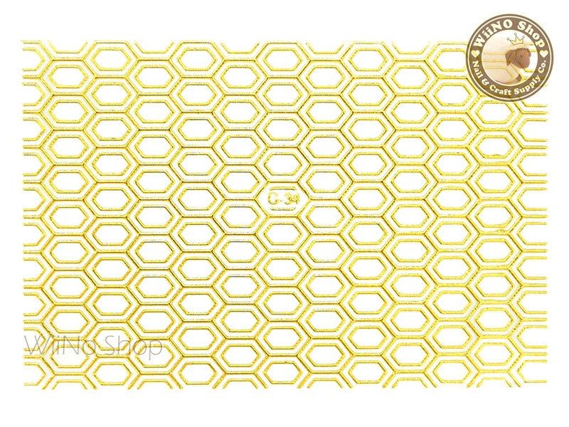 Gold Hexagon Pattern Adhesive Nail Art Sticker - 1 pc (G-34) – WiiNo Shop